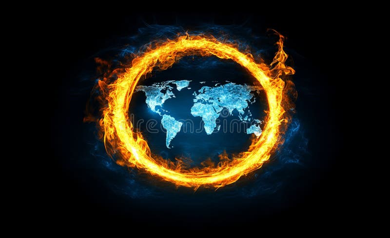 A Burning World Map Serves As a Potent Symbol of the Chaos and ...