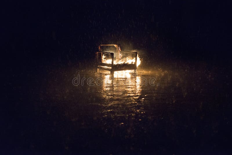 Burnning the Rain. Fire in the Rain Stock Photo - Image of pataya ...
