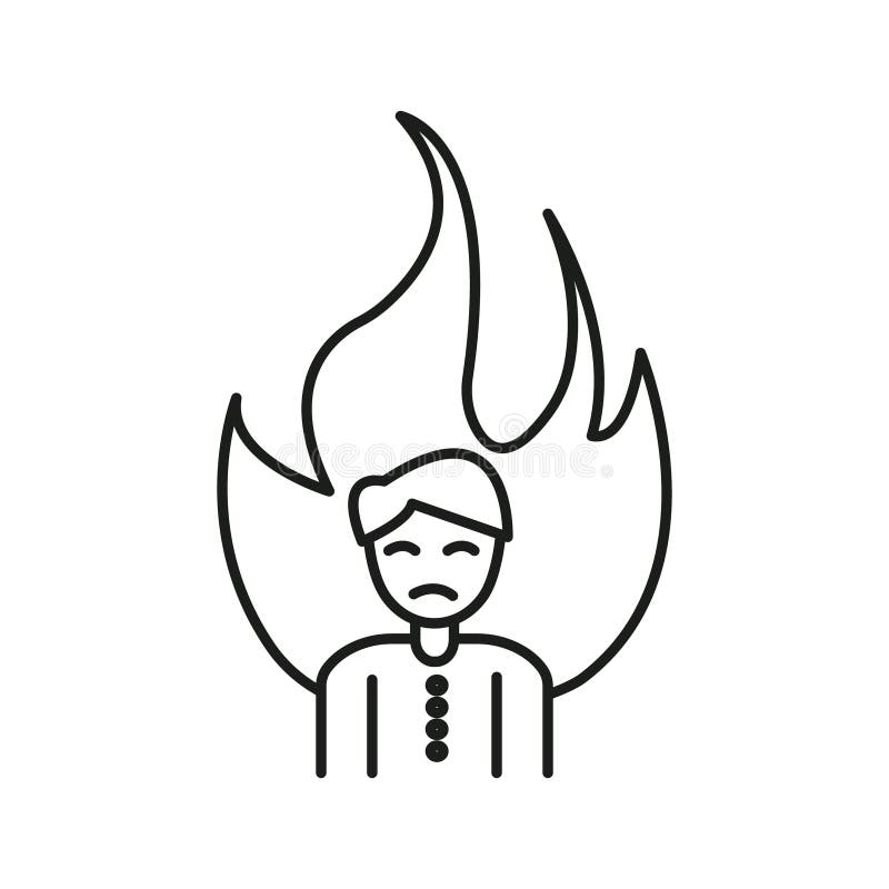 Burnout Icon Flat Line Symbol Set Stock Illustration - Illustration of ...