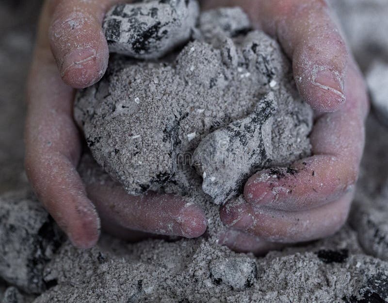 Burnt Ashes in a Child `s Hand Stock Photo - Image of asia, hand: 175887266