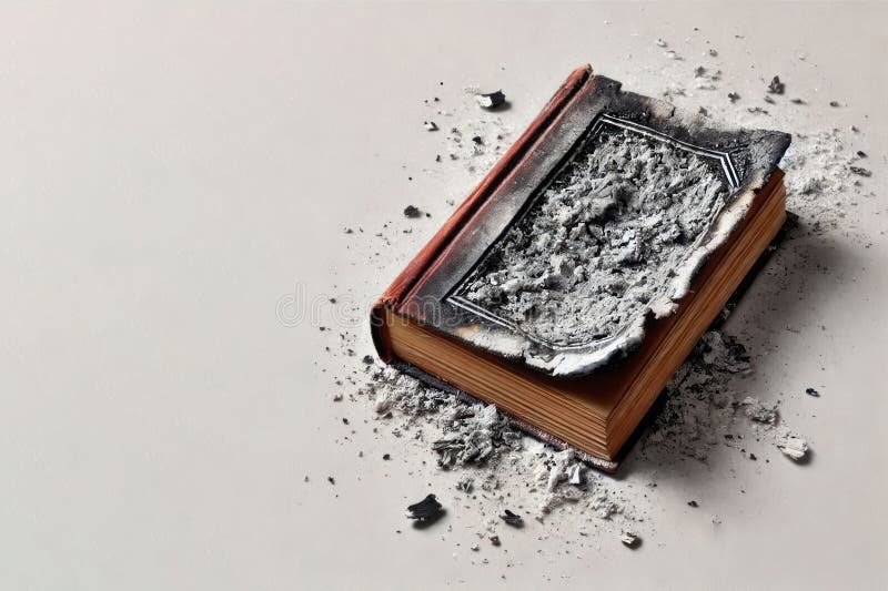 A Burnt Book with Ashes on the Cover. Space for Text. Stock Photo ...
