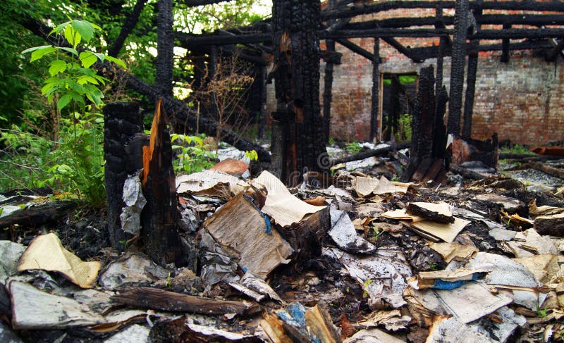 Burnt Books on a Pile of Ashes in the Smoke, Destruction of Books Stock ...