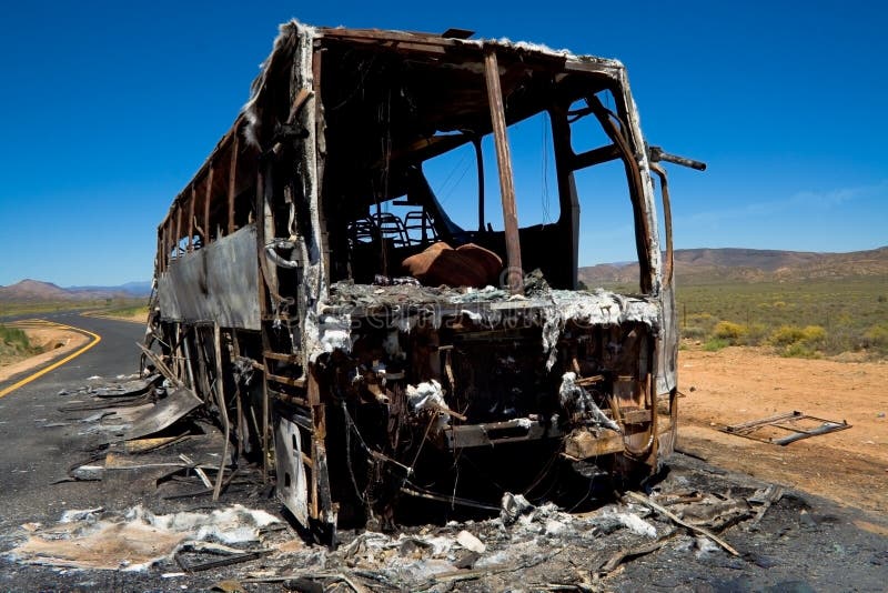 Burnt bus stock photo. Image of automobile, rust, damage - 20046318