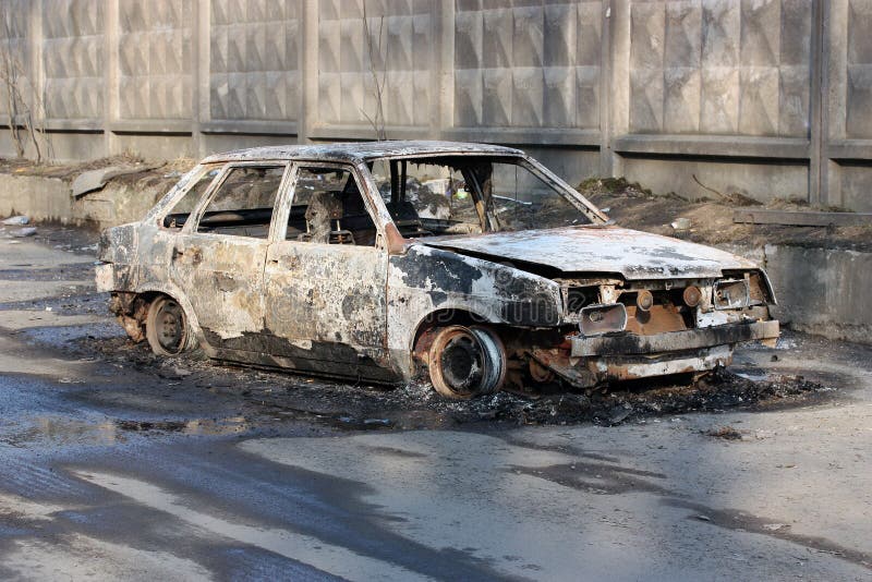 The burnt car. stock image. Image of automotive, vandalized - 13860975