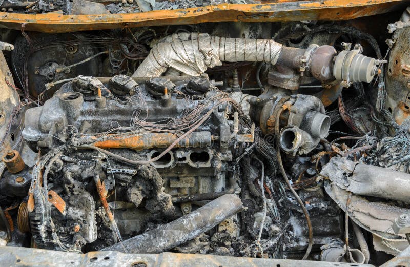 Burnt Out Car Wreck on Road Stock Image - Image of burned, road: 13770823