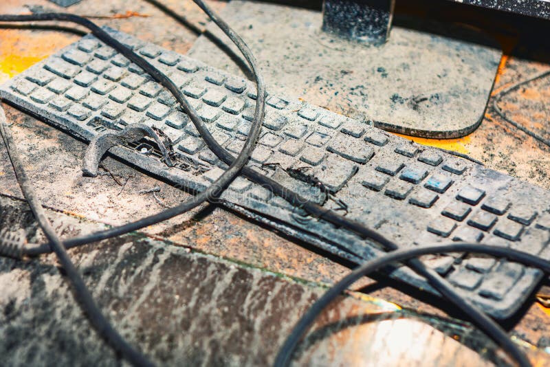 Burnt Computer Keyboard after a Fire Stock Photo - Image of damage ...