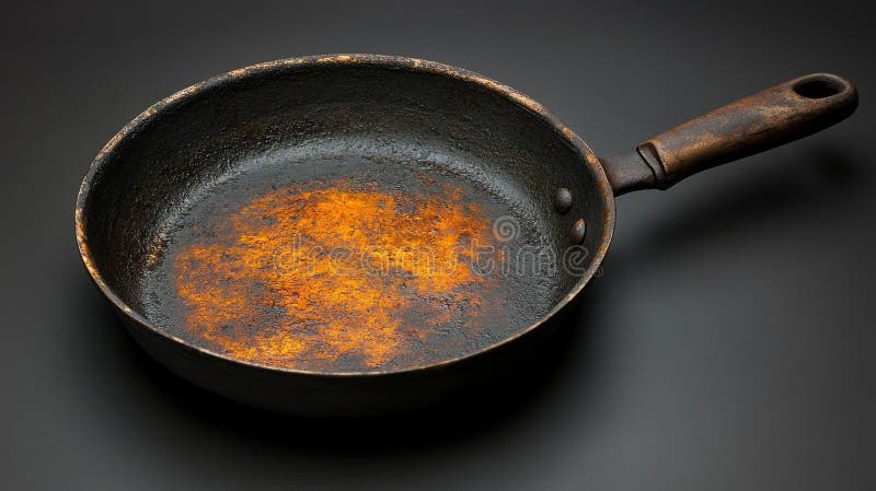 Burnt and Damaged Frying Pan with Rust and Grime Stock Illustration ...