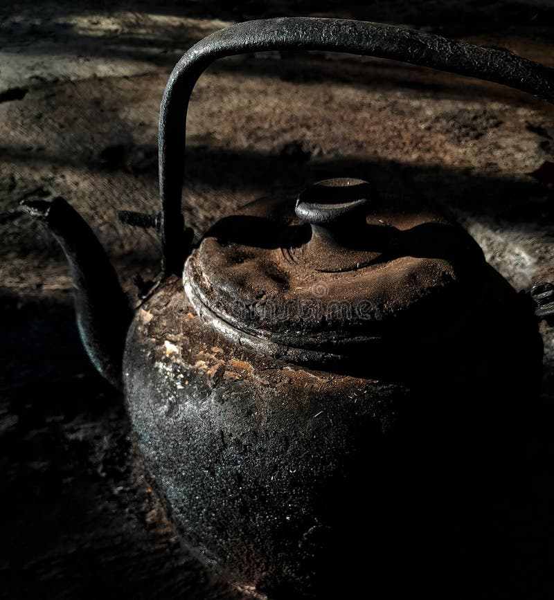 A Burnt and Dirty Iron Teapot Stock Photo - Image of glass, dark: 264409146