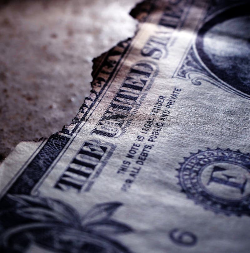 Burnt Dollar Close up stock photo. Image of economic - 151948388