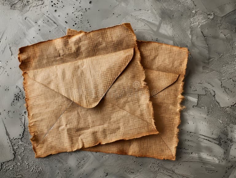 Burnt Edge Envelopes on Textured Grey Surface Stock Photo - Image of ...