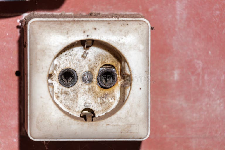 Burnt Electric Power Socket. 220 V Overloaded Phase Cable Stock Photo ...