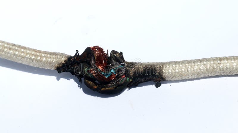 Burnt Electric Wires on White Background Stock Photo - Image of damaged ...