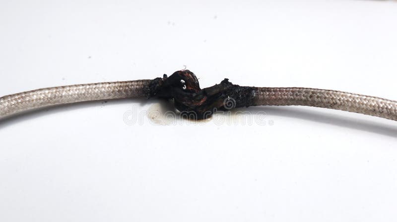 Burnt Electric Wires on White Background Stock Image - Image of device ...