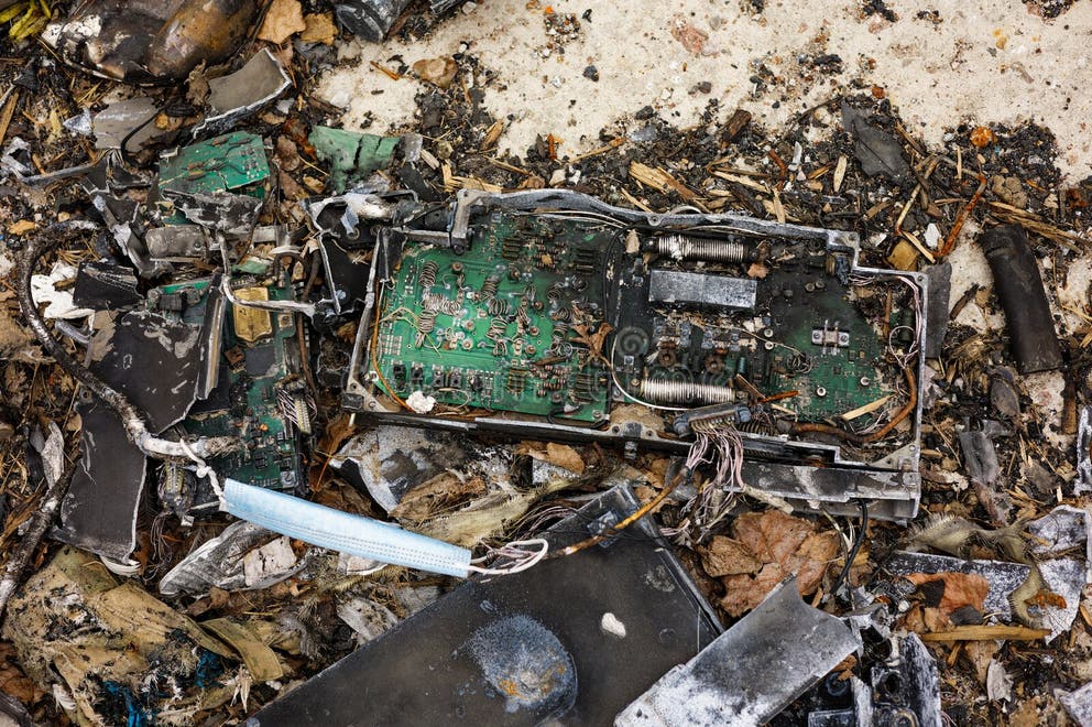 Burnt electronic equipment stock image. Image of problems - 245816027