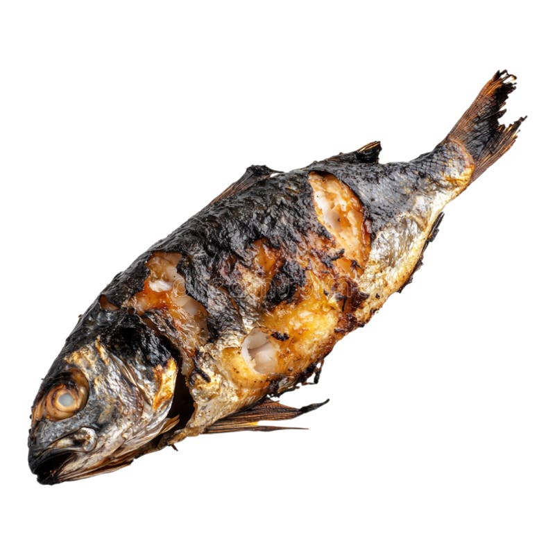 Burnt Fish Roast Against Transparent Background Stock Image - Image of ...