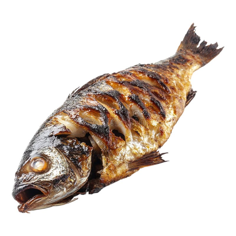 Burnt Fish Roast Against Transparent Background Stock Illustration ...