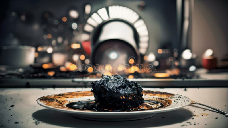 A Burnt Food on a Plate in Front of an Open Oven, AI Stock Photo ...