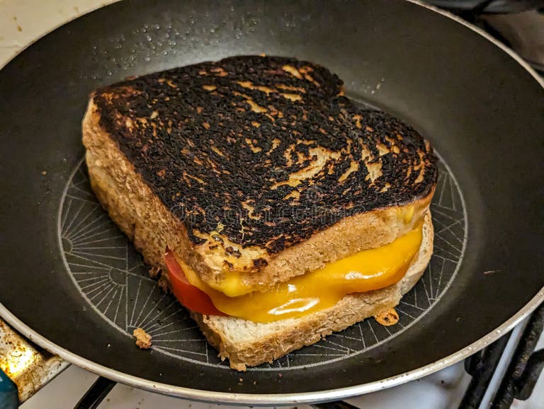 Burnt Grilled Cheese Sandwich Stock Image - Image of bread, burned ...