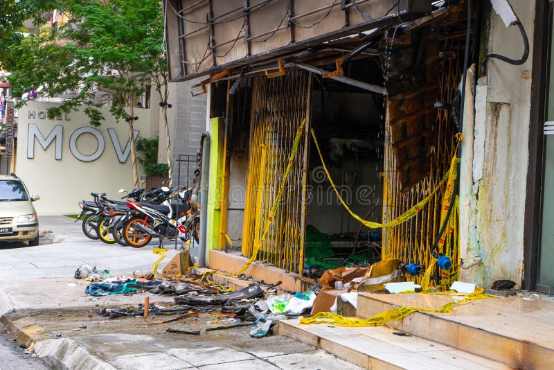 Burnt Grocery Store. Fire in the Building Editorial Photography - Image ...