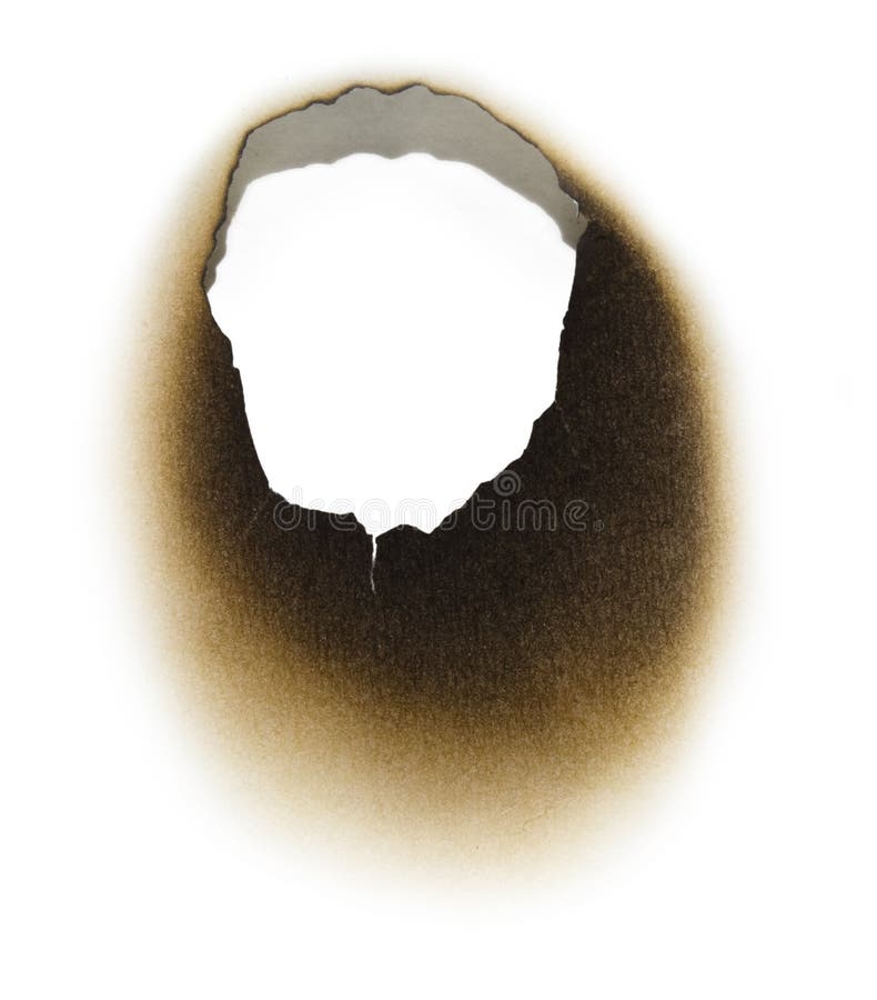 Burn Hole in a Piece of Paper Stock Photo - Image of damaged, hole ...
