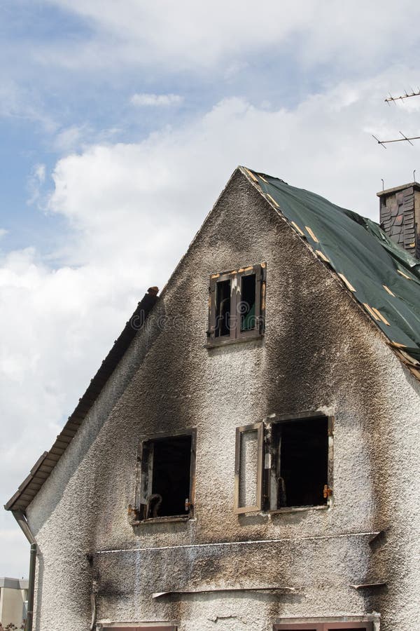 Burnt house stock image. Image of tarp, fire, department - 84429359