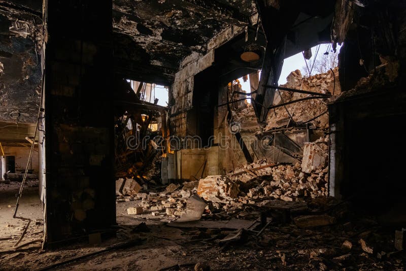 Burnt Interior of Industrial Building or Warehouse. Consequences of ...
