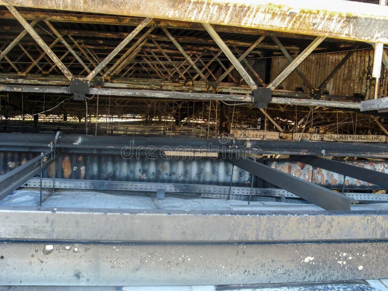 Burnt Load-bearing Structures Inside a Warehouse, Showing Significant ...