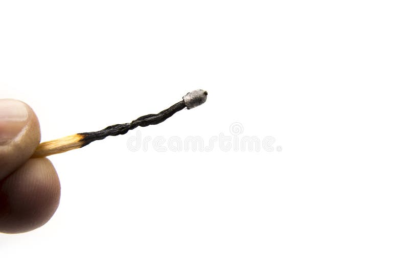 Burnt Match Stick in the Hand on a White Stock Image - Image of burn ...