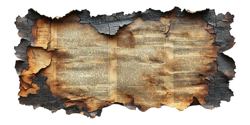Burnt Old Newspaper Text Isolated on Transparent Background Stock Photo ...