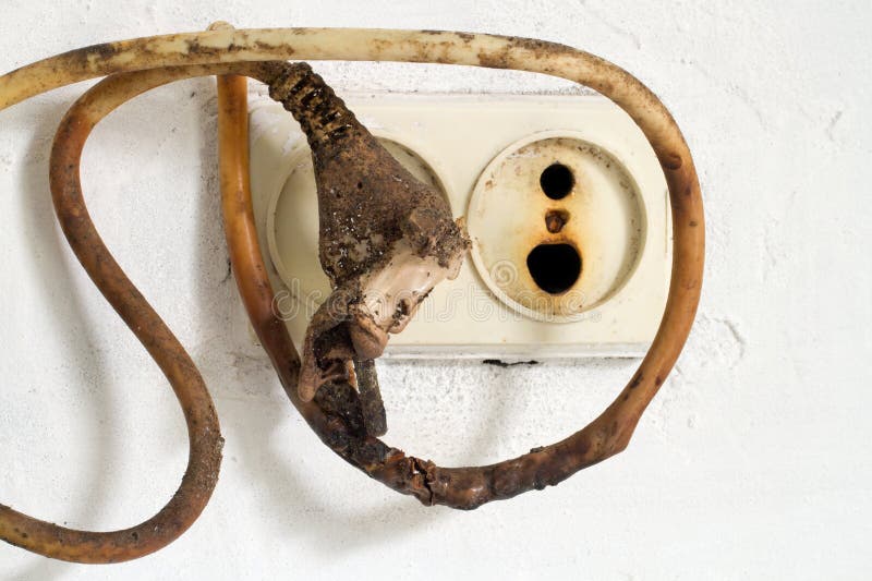Burnt-out Electrical Plug and Socket. Stock Image - Image of circuit ...