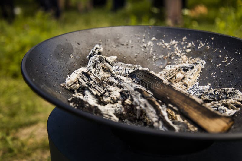 Fire Bowl with Burnt Out Fire Stock Image - Image of ceremony, contract ...