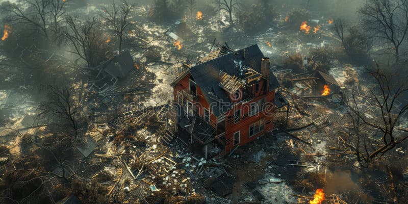 Aftermath of Fire, Devastation and Destruction. Created by Generative ...