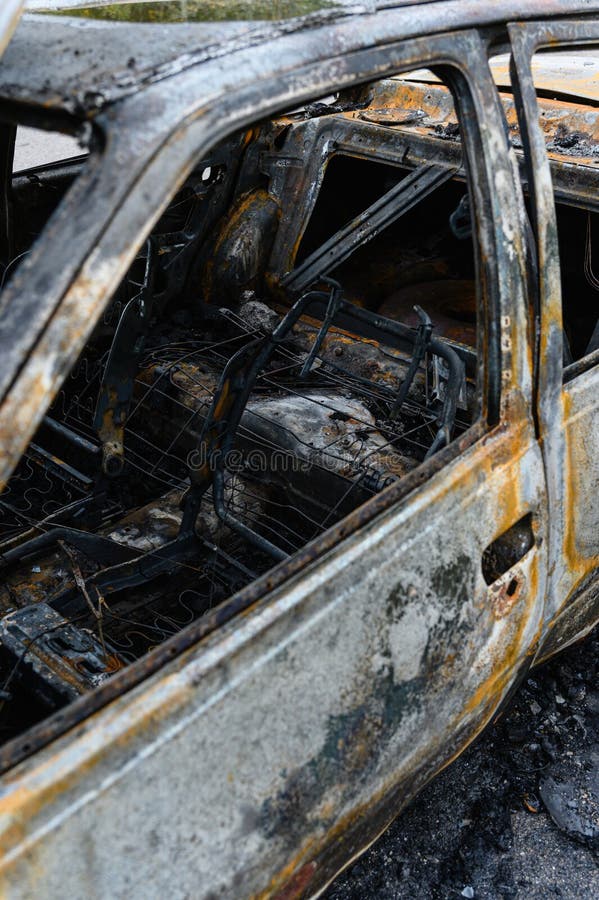 Burnt-out Interior of a Passenger Car Stock Image - Image of broken ...