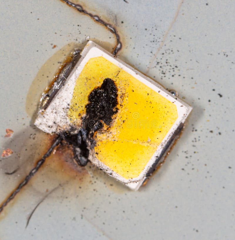 Burnt Out LEDs on a Disassembled LED Lamp. Stock Photo - Image of ...