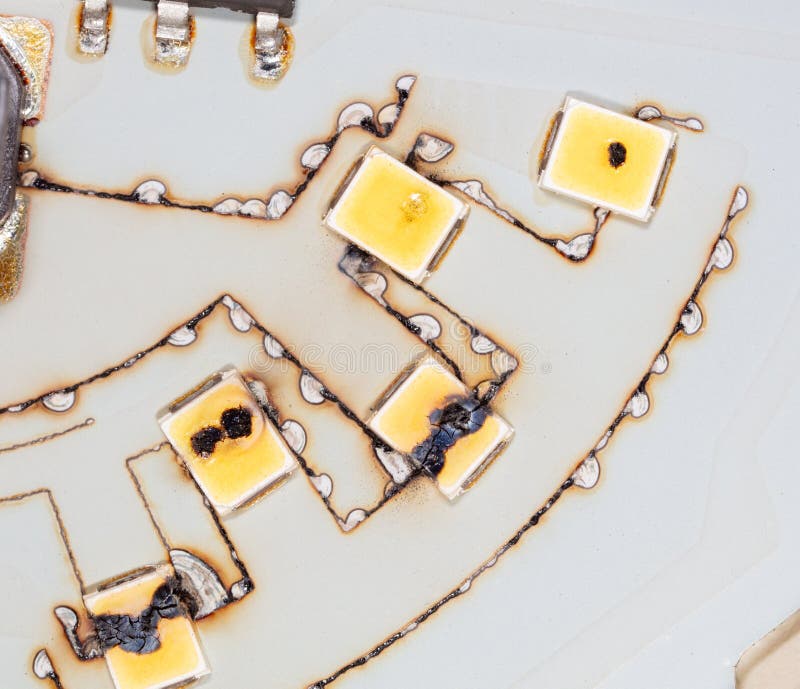 Burnt Out LEDs on a Disassembled LED Lamp. Stock Image - Image of ...