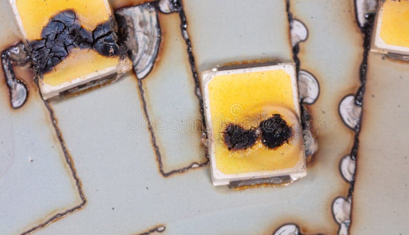 Burnt Out LEDs on a Disassembled LED Lamp. Stock Image - Image of ...