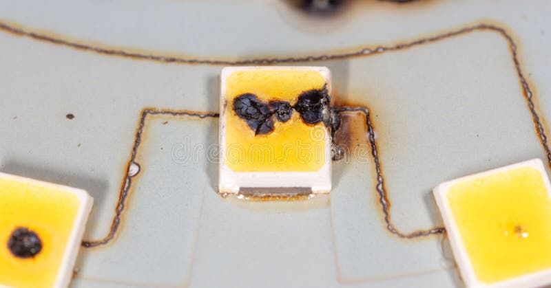 Burnt Out LEDs on a Disassembled LED Lamp. Stock Image - Image of bulb ...