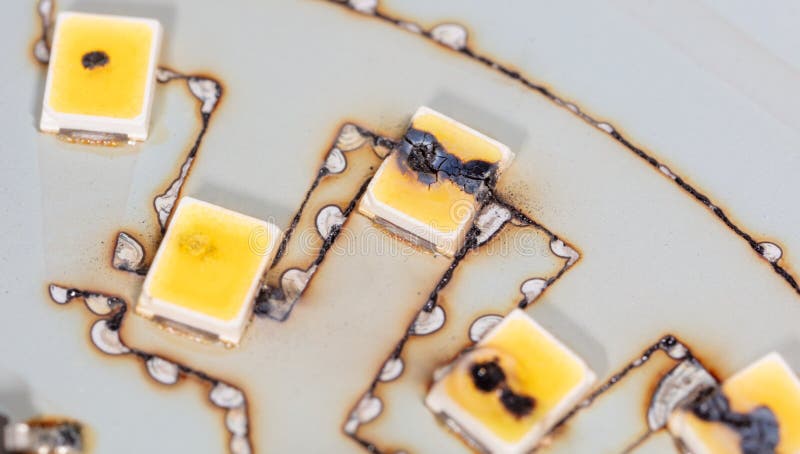 Burnt Out LEDs on a Disassembled LED Lamp. Stock Image - Image of bulb ...