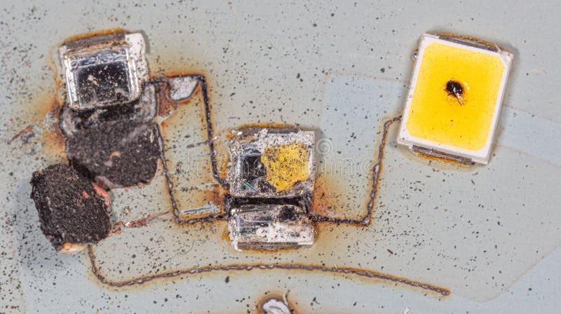 Burnt Out LEDs on a Disassembled LED Lamp. Stock Photo - Image of ...