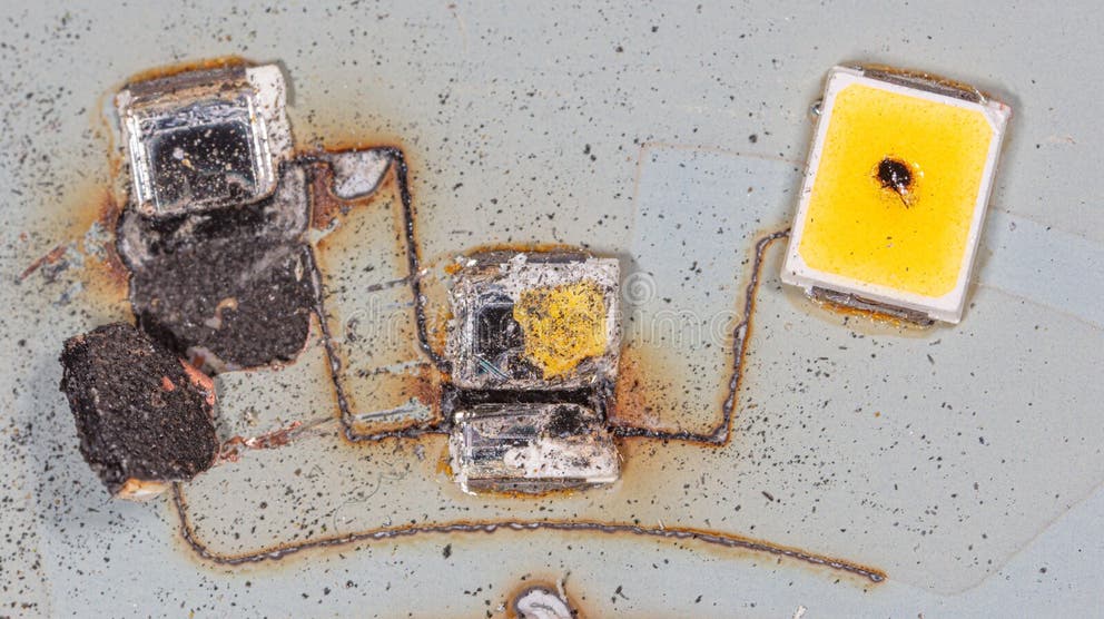 Burnt Out LEDs on a Disassembled LED Lamp. Stock Photo - Image of ...