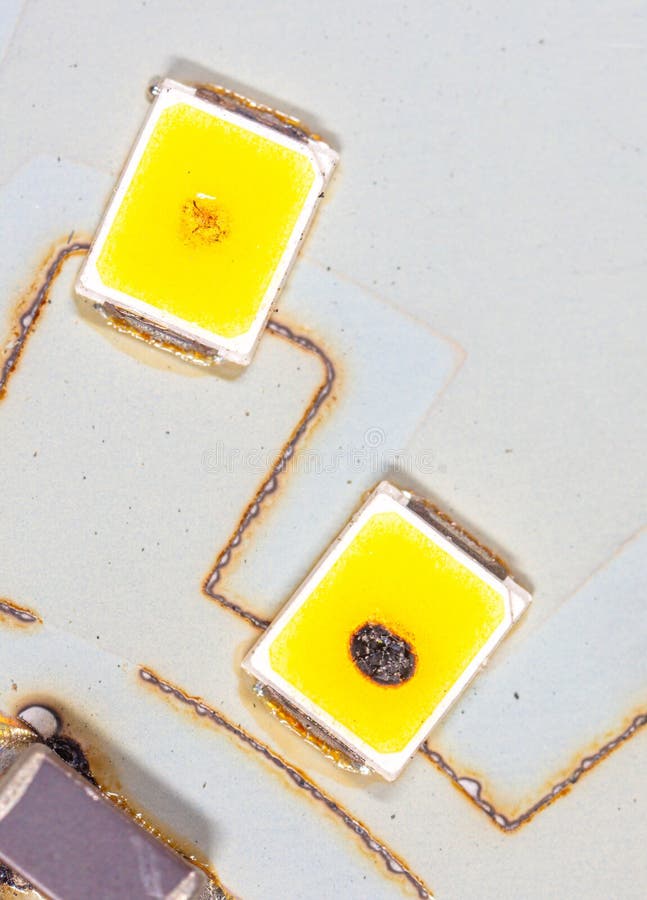 Burnt Out LEDs on a Disassembled LED Lamp. Stock Image - Image of ...
