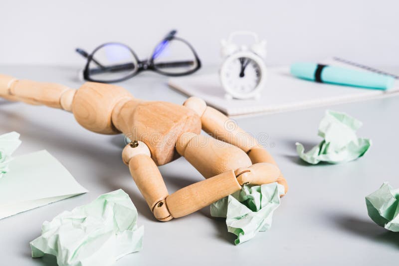 Burnt Out Man among Crumpled Note Papers on Desk Stock Image - Image of ...