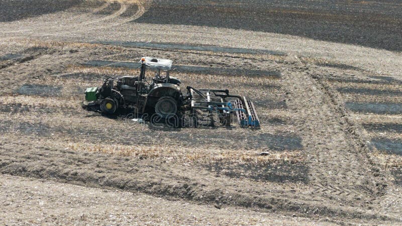 Burnt Out Tractor in Burnt Out Field. Editorial Stock Photo - Image of ...
