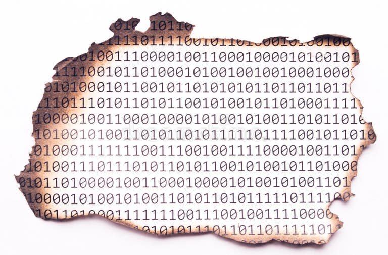 Burnt Paper with Binary Code Stock Photo - Image of flow, data: 21635012