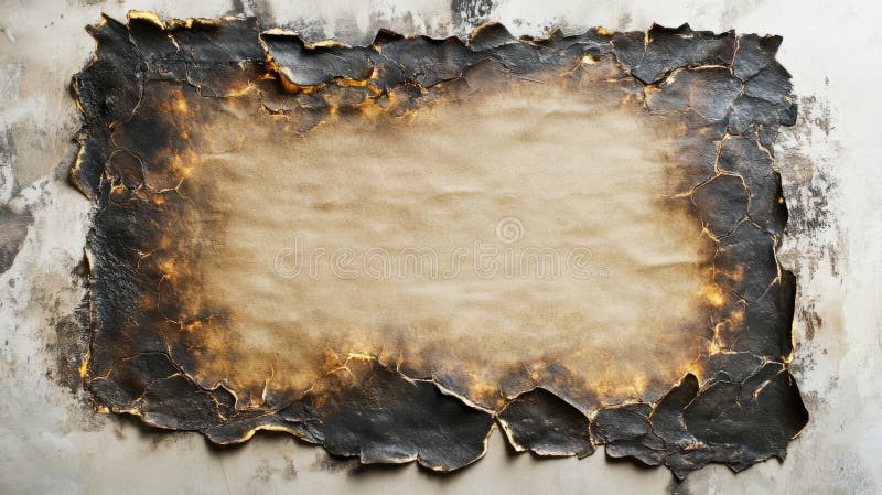 Burnt Paper Frame with Charred Edges and Blank Center Stock ...