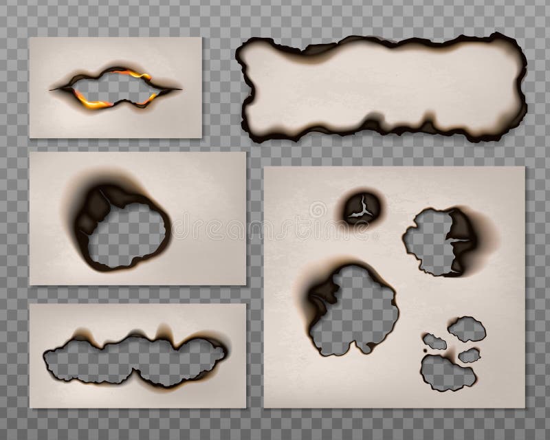 Burnt Paper Spots Set stock vector. Illustration of flame - 249597063