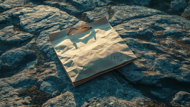Burnt Paper Stack on Grey Bumpy Rock Texture Background in Sunlight ...