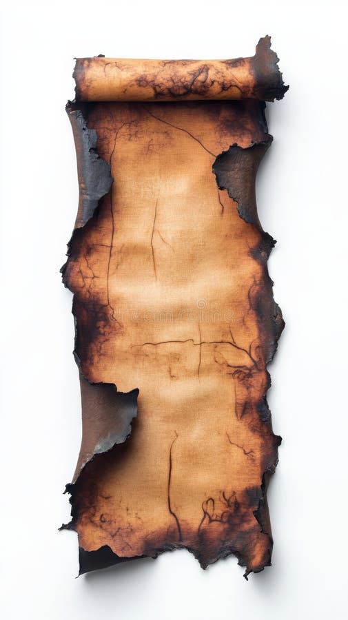 Burnt Parchment with Singed Edges on White Background, Vintage Concept ...