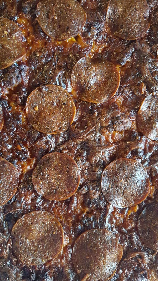 Burnt Pepperoni Pizza stock photo. Image of meat, circular - 57098426