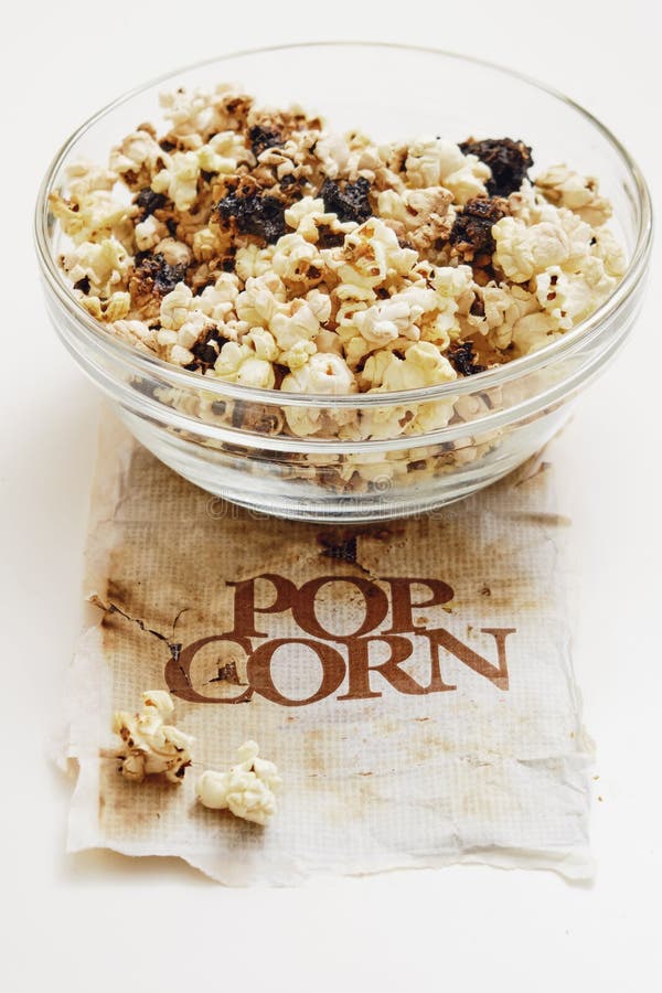 Burnt Popcorn from a Home Microwave. Burn Corn Kernels on the Kitchen ...